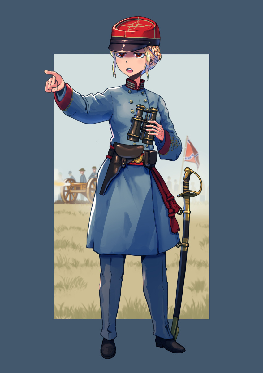 Safebooru - 1girl absurdres american civil war binoculars blue coat ...