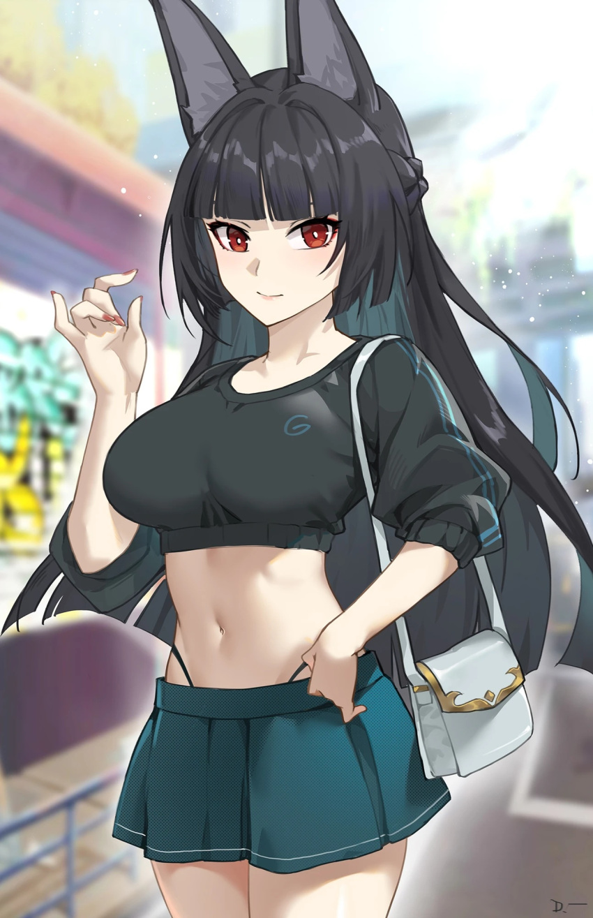 Safebooru - 1girl ai-generated animal ears fox ears high-waist skirt hoshimi miyabi long hair ...