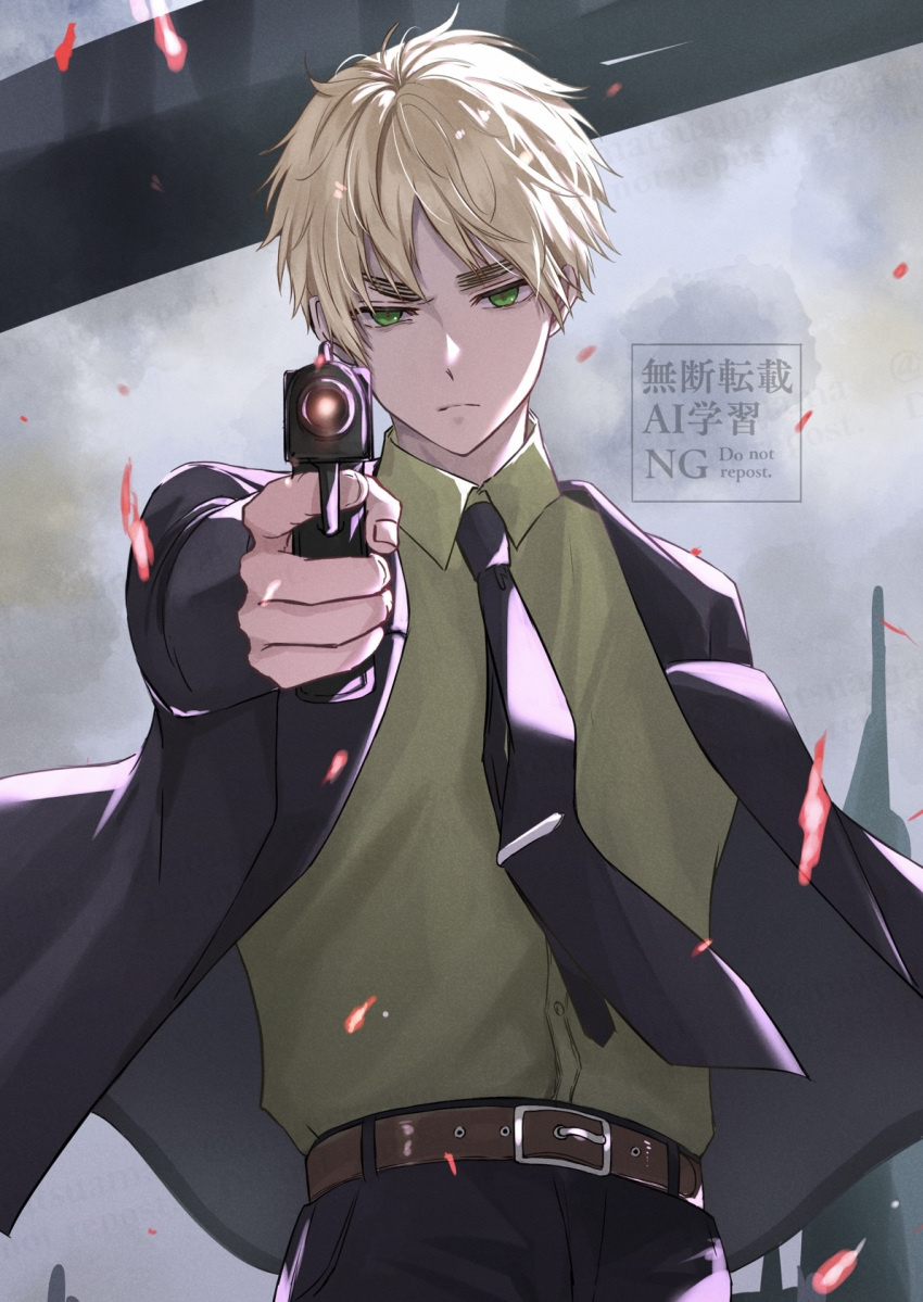 Safebooru - 1boy arm up axis powers hetalia belt black gloves black jacket black necktie black ...