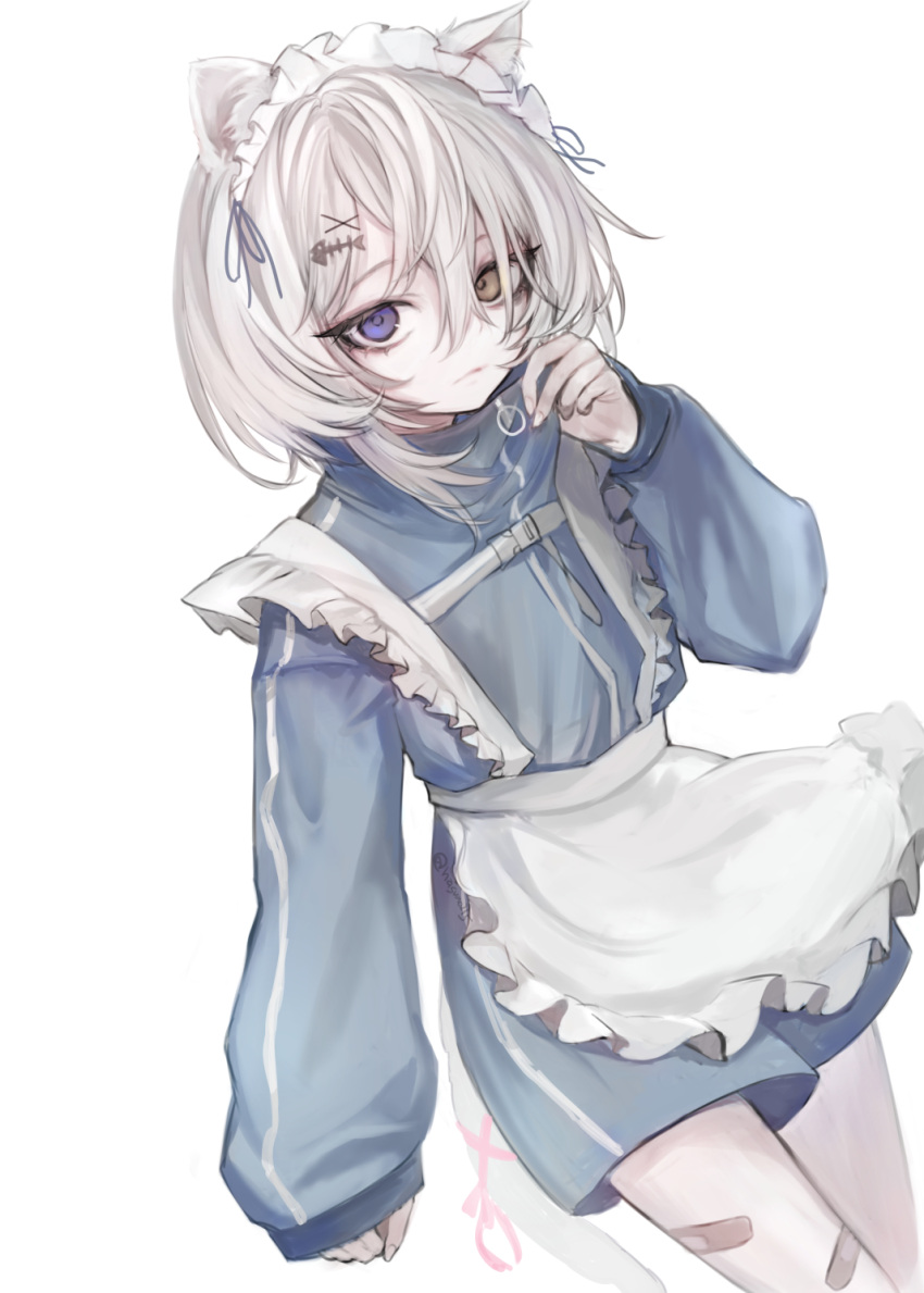 Safebooru - 1girl animal ear fluff animal ears apron bandaid bandaid on leg blue jacket brown ...