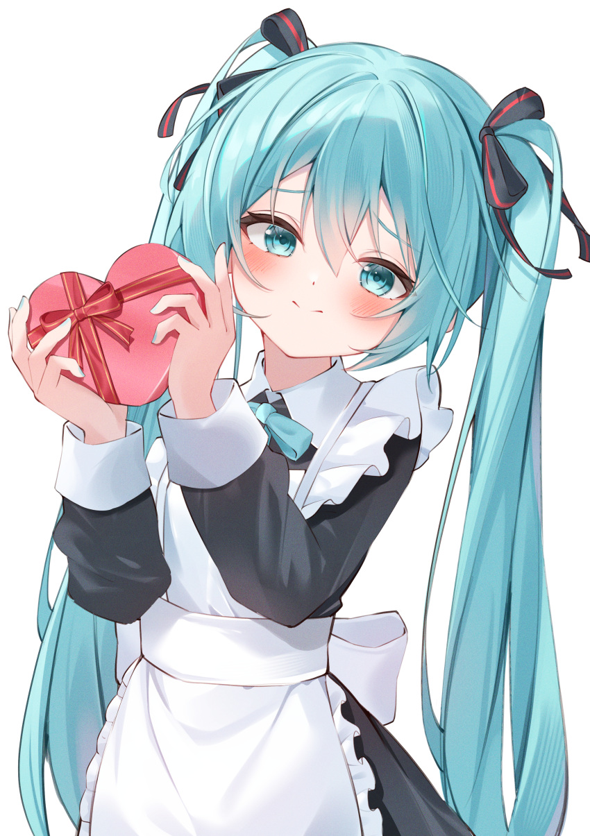 Safebooru - 1girl absurdres apron black bow black dress blue eyes blue hair blue nails blush bow ...