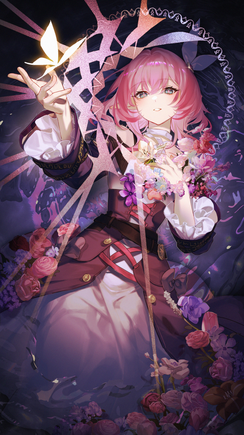 Safebooru - 1girl absurdres bare shoulders blue eyes bug butterfly ...