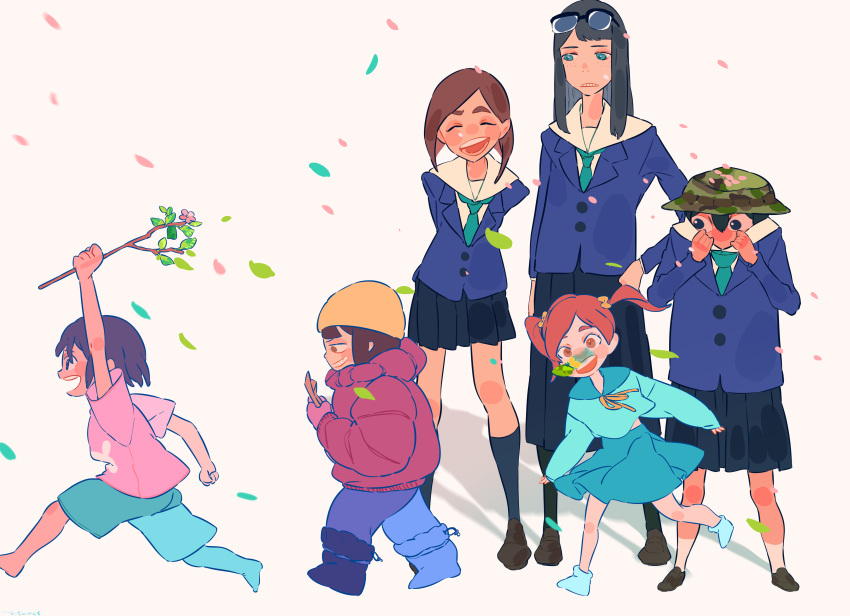 Safebooru - 3girls absurdres asakusa midori asymmetrical bangs black hair boonie hat brown hair ...