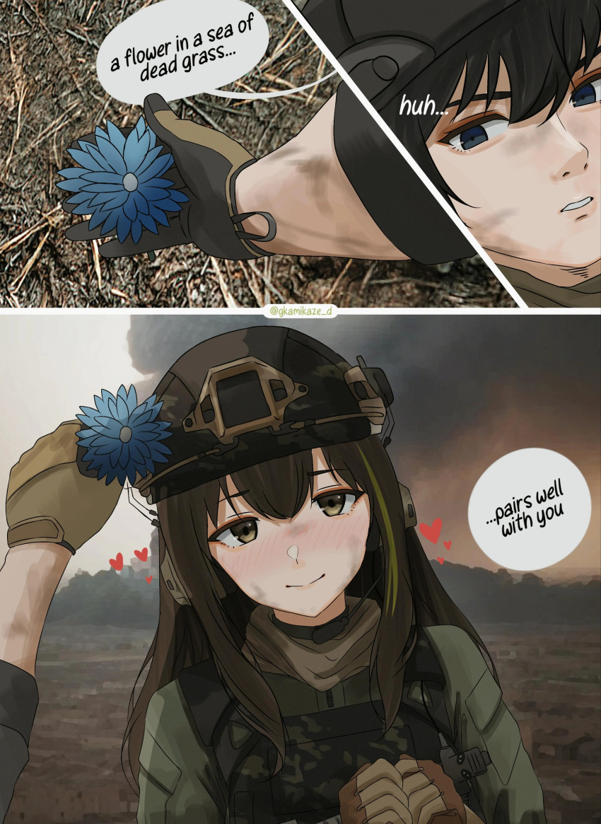 Safebooru - 1boy 1girl commander (girls frontline) flower girls frontline gkamikaze d long hair ...