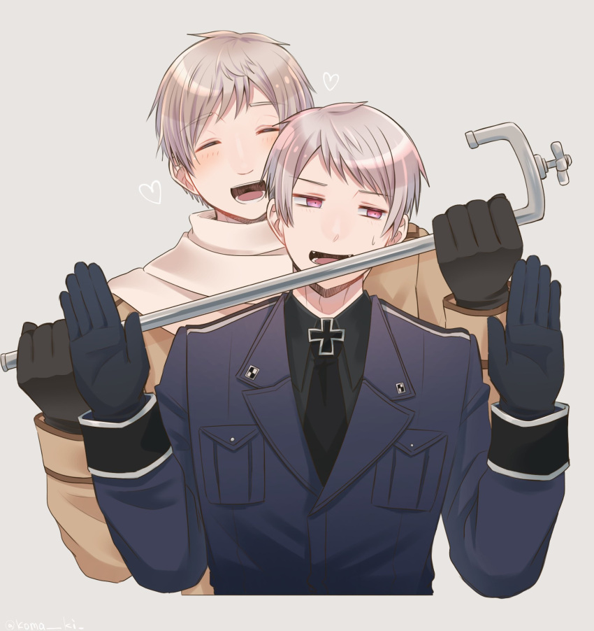 Safebooru - 2boys axis powers hetalia black gloves black necktie black shirt blue jacket blush ...