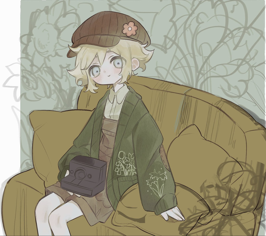 Safebooru - 1boy basil (faraway) (omori) basil (omori) blonde hair blue eyes blush brown hat ...