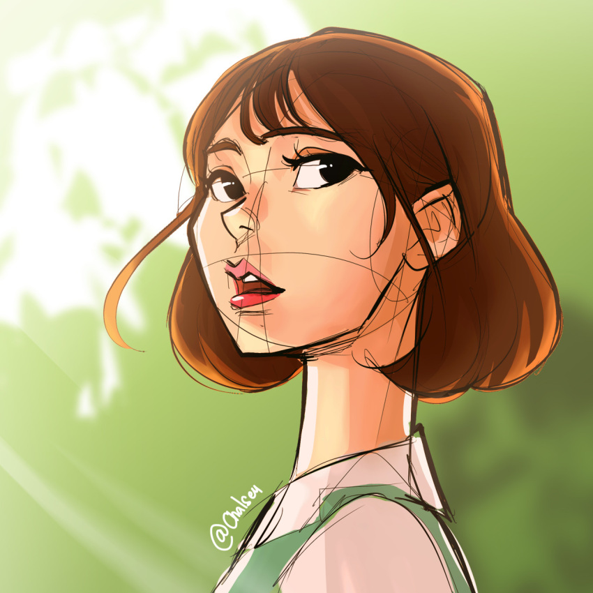 Safebooru 1girl Black Eyes Bob Cut Brown Hair Chalseu Commentary 5322