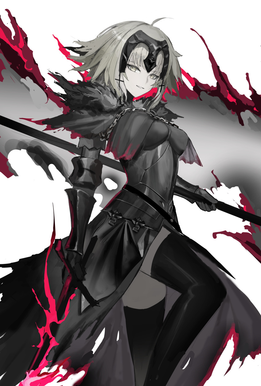 Safebooru - 1girl absurdres ahoge armor black armor black cape black ...