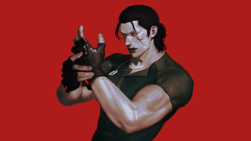 Safebooru - 1boy 9gu 84 absurdres arms up black gloves black hair black ...