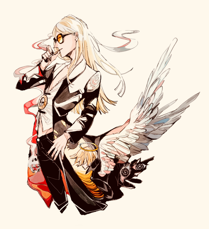 Safebooru - 2boys absurdres angel wings blonde hair daybit sem void ...