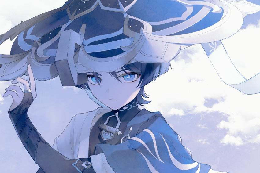 Safebooru - 1boy absurdres armor black bodysuit black hair blue cape ...