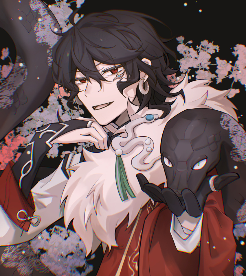 Safebooru - 1boy black gloves black hair black snake chinese commentary ...