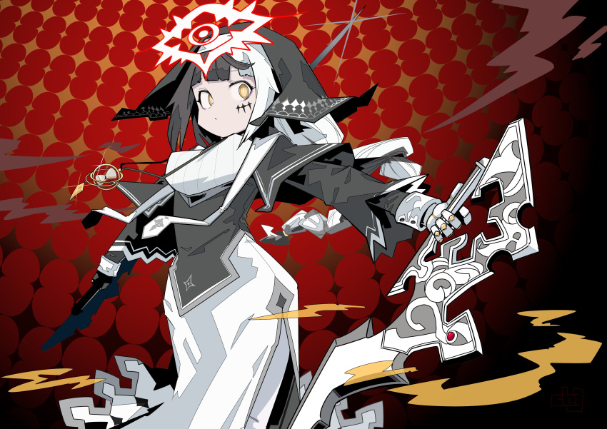 Safebooru - 1girl absurdres arrow cross black capelet black dress black hair borrowed character ...