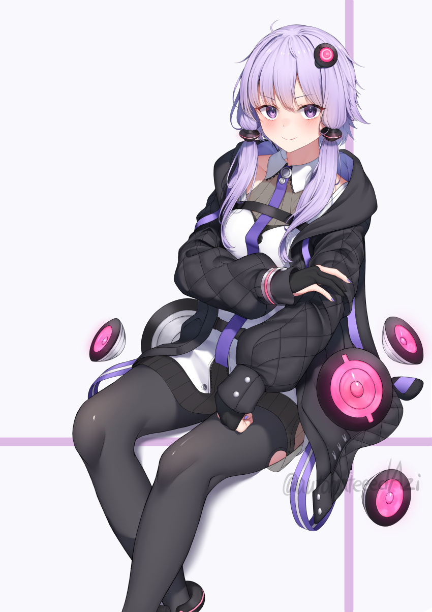 Safebooru - 1girl absurdres black gloves black jacket blush collared dress crossed ankles dress ...