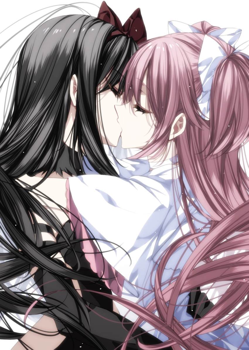 Safebooru - 2girls akemi homura akuma homura black hair bow closed eyes commentary commission ...