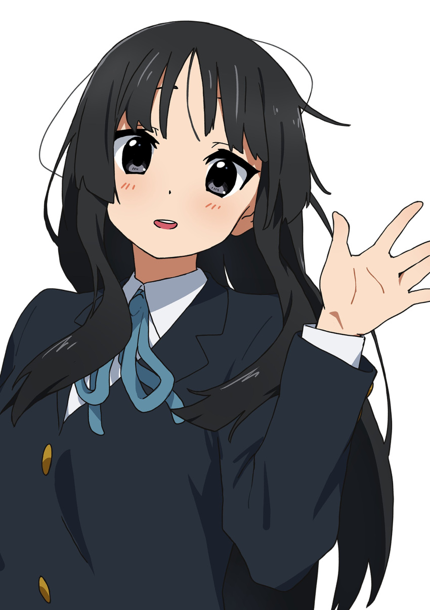 Safebooru - 1girl absurdres akiyama mio black hair blazer blue jacket blue ribbon blush grey ...