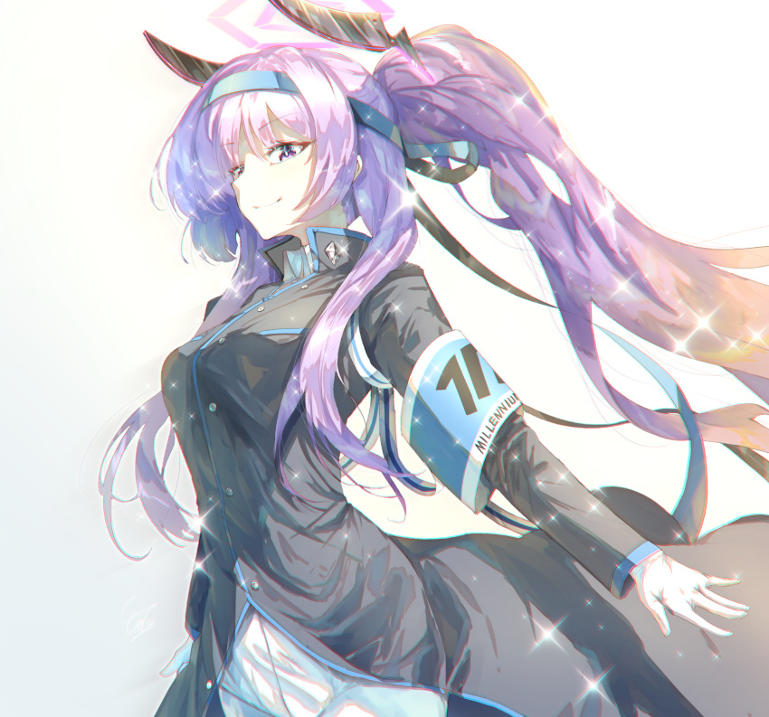 Safebooru - 1girl absurdres animal ears armband black jacket blue archive blue armband buttons ...