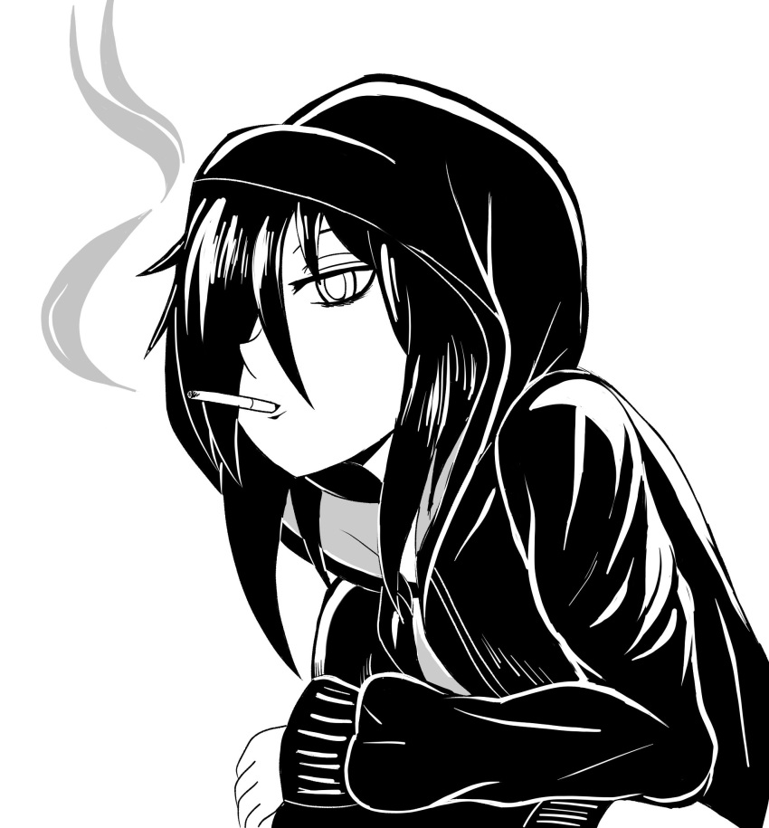 Safebooru - 1girl bags under eyes cigarette commentary from side ...
