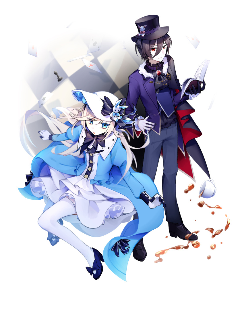 Safebooru - 1boy 1girl :o ace (playing card) ace of diamonds ace of hearts ace of spades alice ...