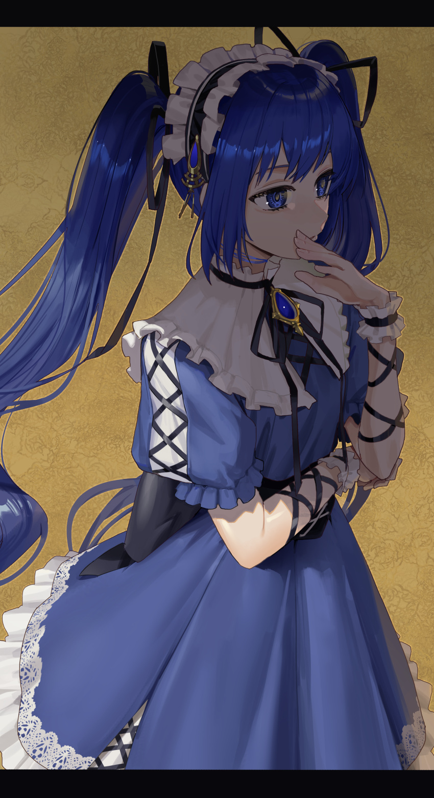 Safebooru - 1girl absurdres black hairband blue dress blue eyes blue ...