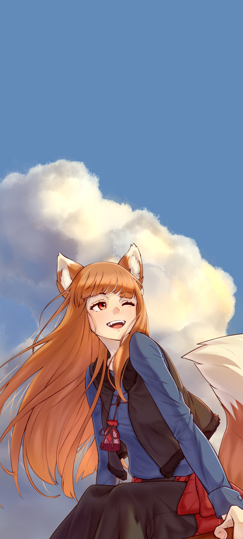 Safebooru - 1girl absurdres animal ear fluff animal ears black skirt black vest blue shirt blue ...