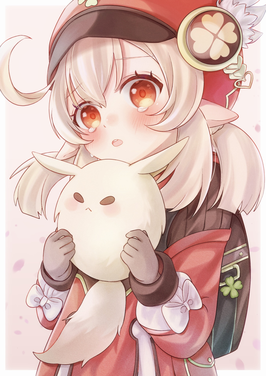 Safebooru - 1girl backpack bag blonde hair blush bow brown gloves ...