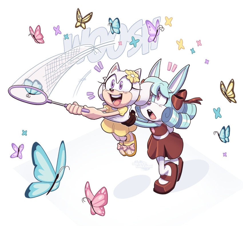 Safebooru - 2girls animal ears anya the rabbit aura the hedgehog blue ...