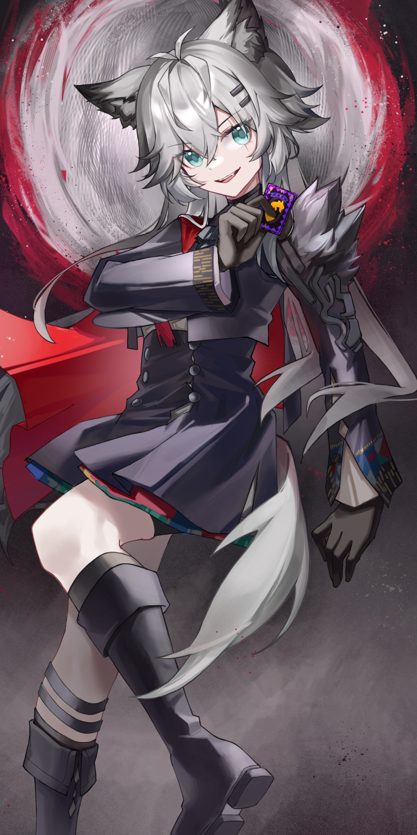 Safebooru - 1girl absurdres ahoge animal ears arknights black boots black dress black gloves ...