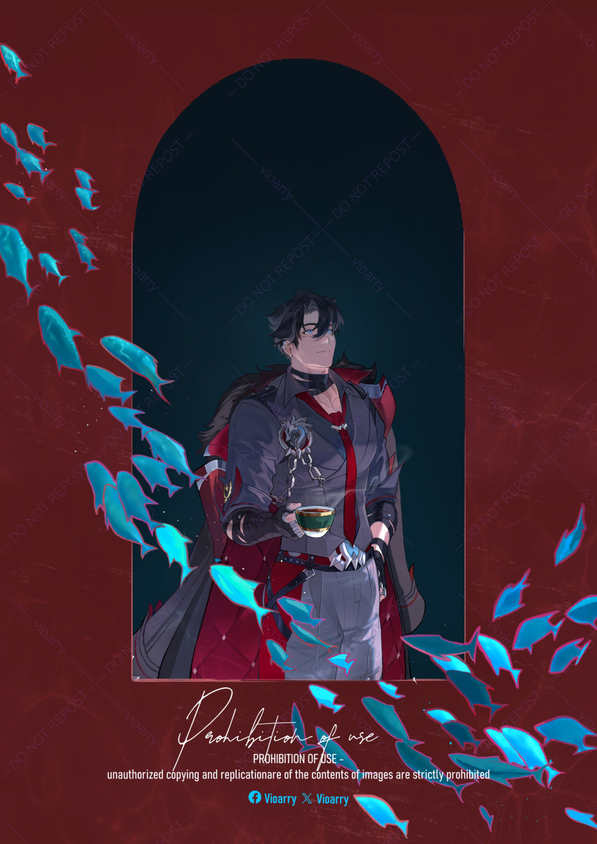 Safebooru - 1boy absurdres artist name bandaged arm bandaged neck bandages belt black belt black ...