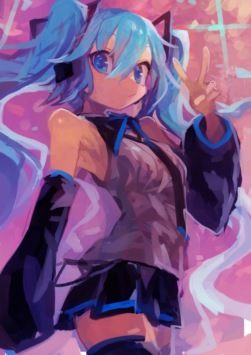 Safebooru - absurdres arm warmers blue eyes blue hair collared shirt cowboy shot floating ...