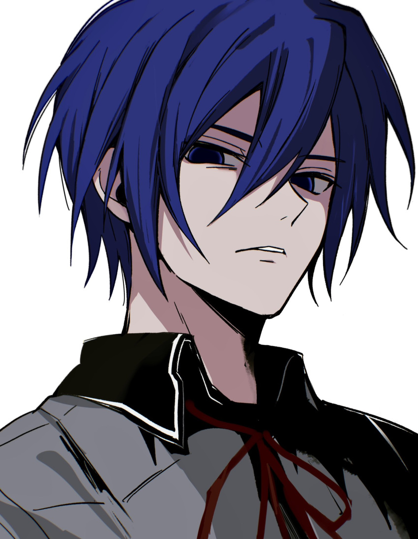 Safebooru - 1boy 25-ji kaito blue eyes collared shirt eeo 407 grey shirt highres kaito (vocaloid ...
