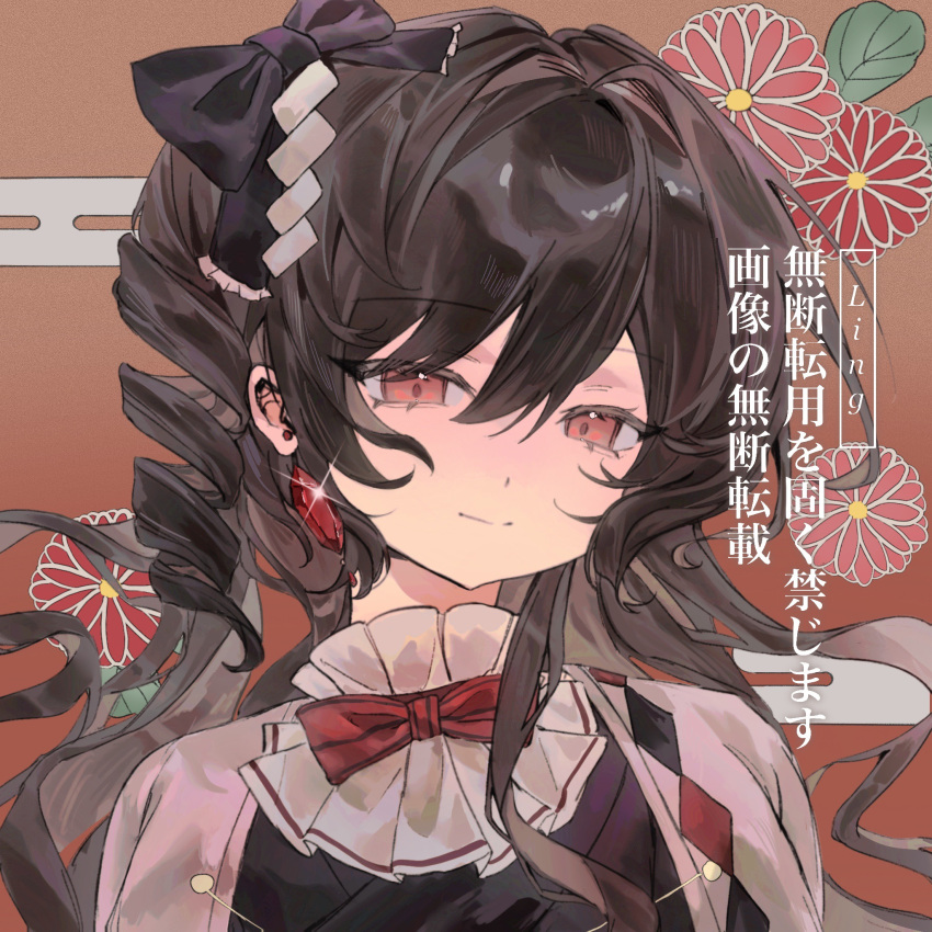 Safebooru - 1girl black bow black shirt bow bowtie brown hair call of cthulhu closed mouth ...