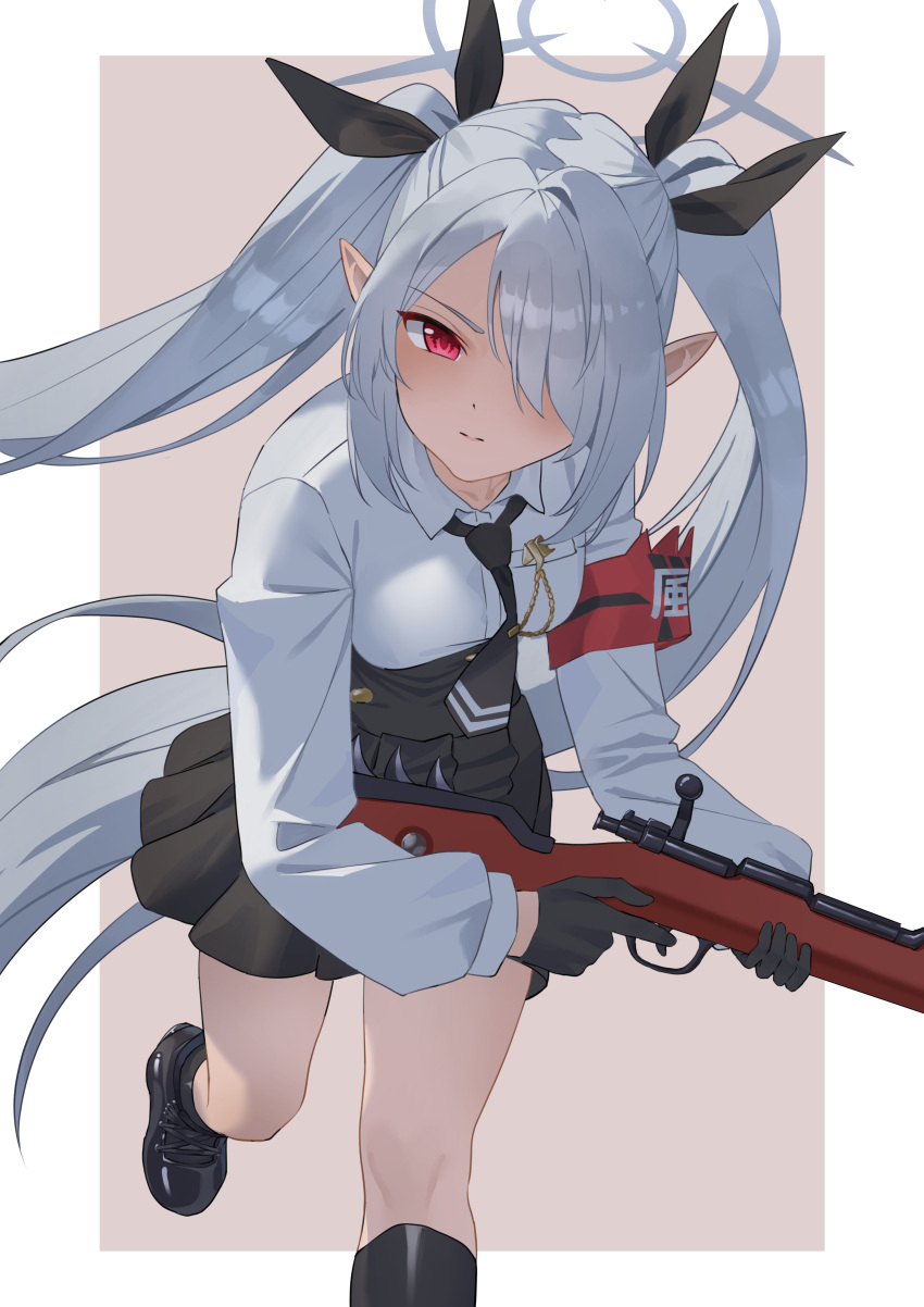 Safebooru - 1girl absurdres armband black gloves black necktie black skirt black socks blue ...