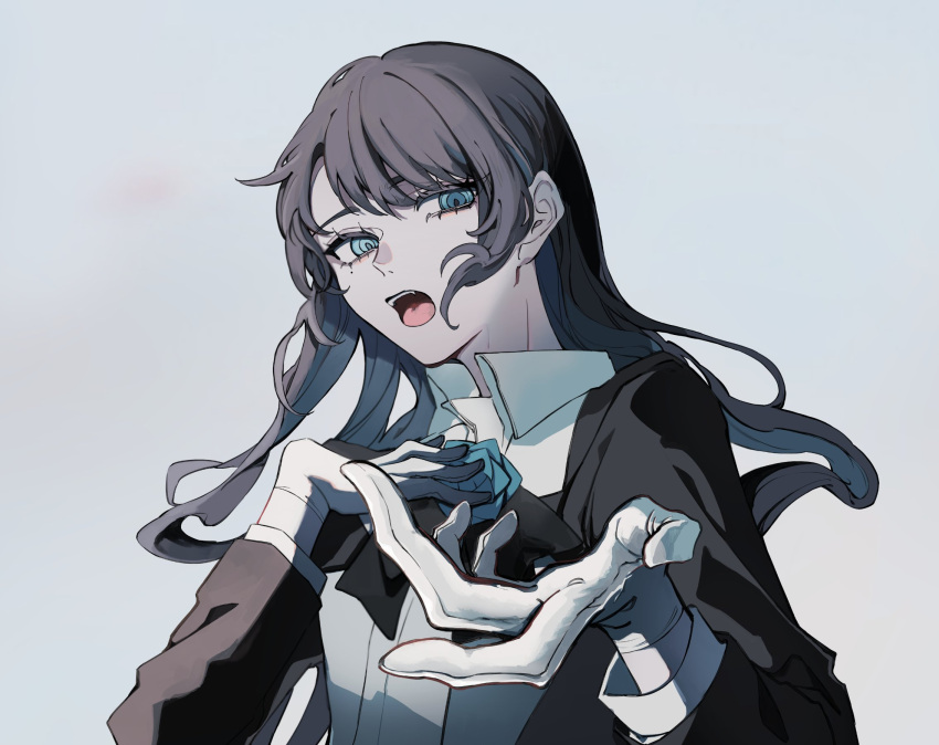 Safebooru - 1girl ado (utaite) black hair blue eyes blue hair chando (ado) collared shirt ...