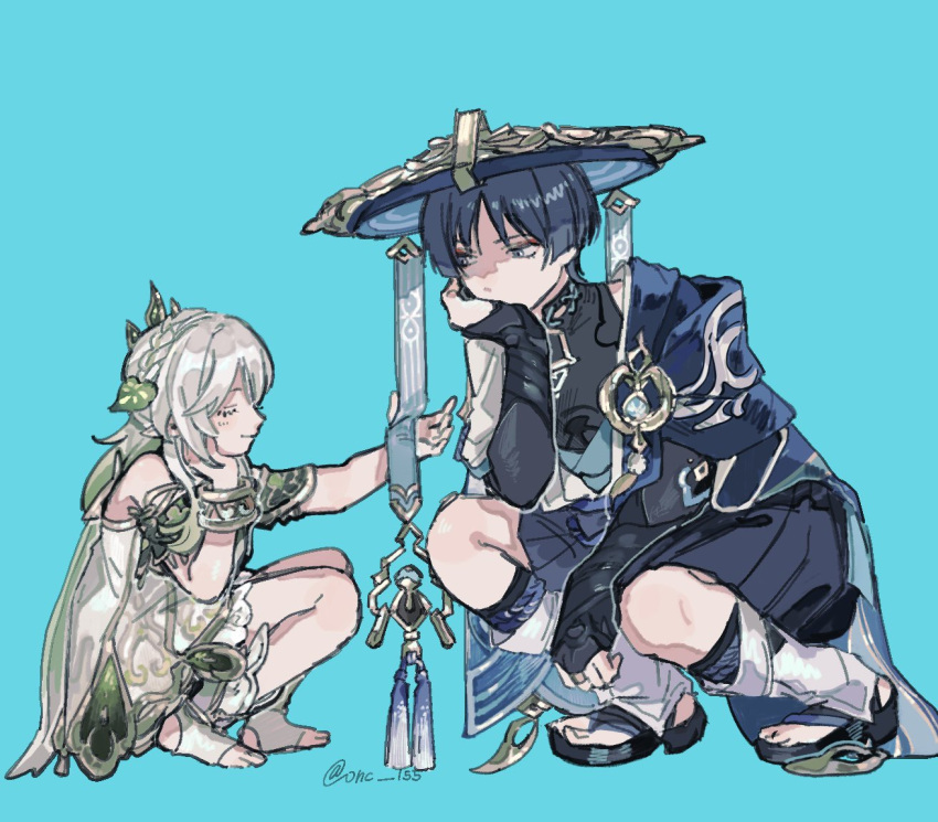 Safebooru - 1boy 1girl anemo symbol (genshin impact) armlet armor black bridal gauntlets black ...