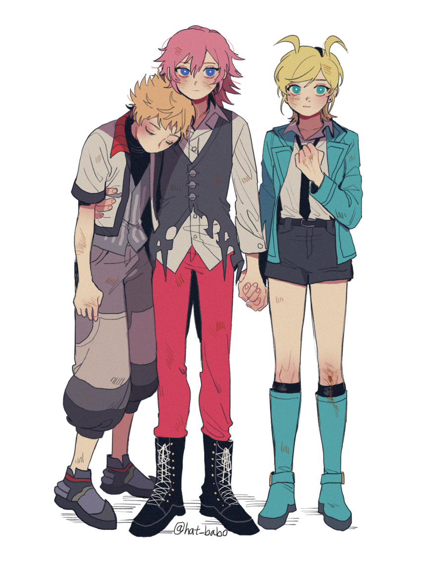 Safebooru - 1girl 2boys blonde hair blue eyes blush collared shirt ...