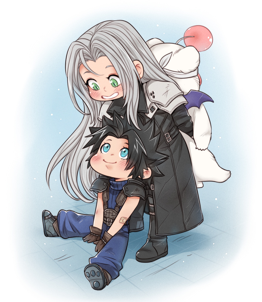 Safebooru - 2boys armor black boots black coat black hair blue eyes ...