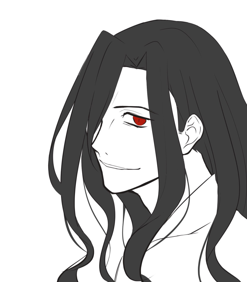 Safebooru - 1boy black hair collared shirt hair over one eye highres ...