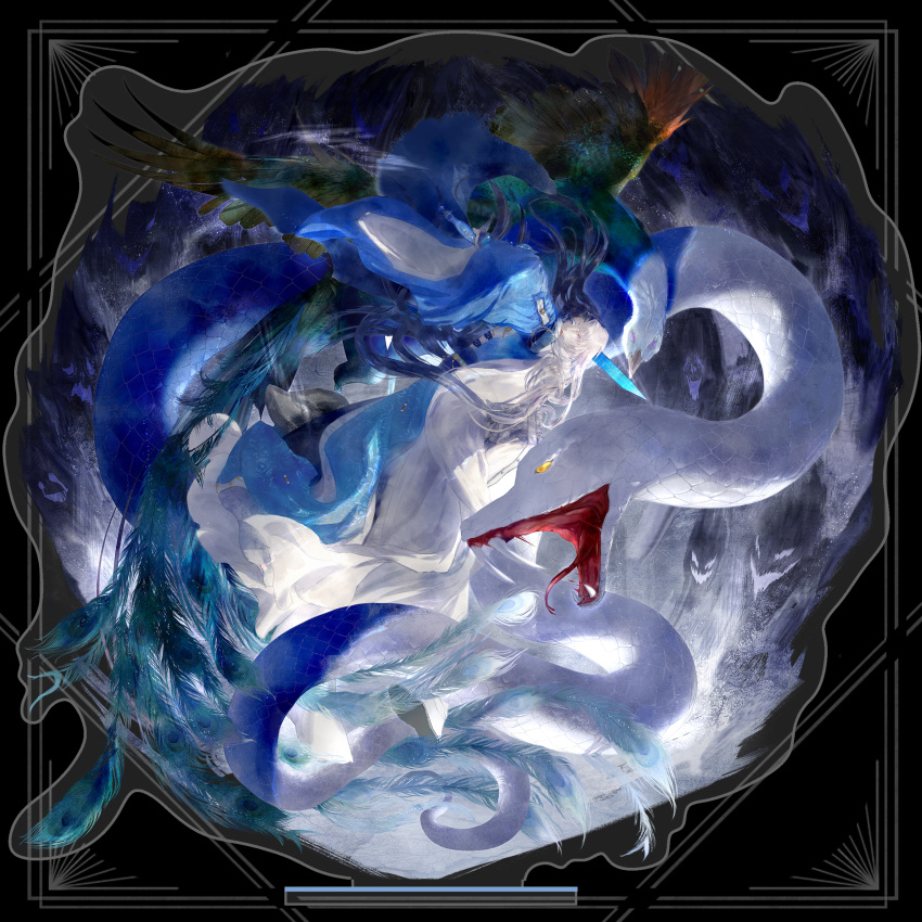 Safebooru - 1boy absurdres bird black background black hair blue eyes ...