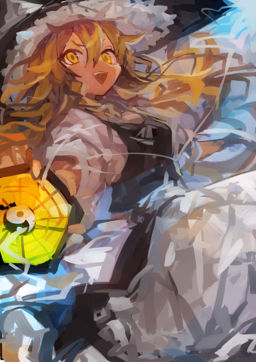 Safebooru - 1girl absurdres apron black hat black skirt black vest blonde hair commentary hat ...