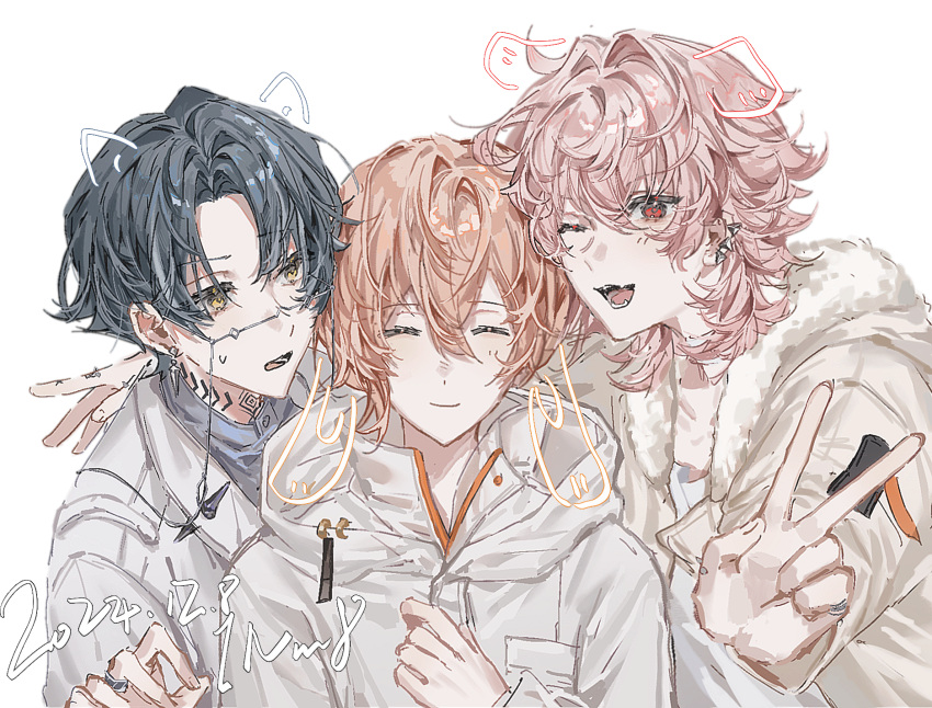 Safebooru - 1nm8 (paradox live) 3boys animal ears black hair blue shirt ...