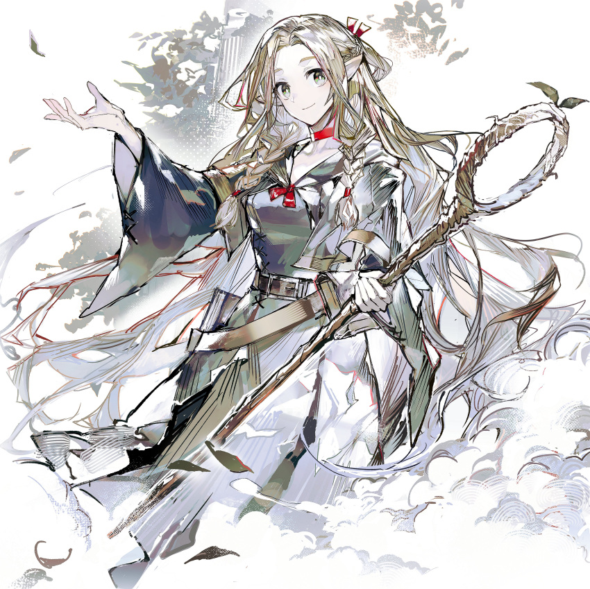 Safebooru - 1girl absurdres arknights blonde hair blue dress braid dress dungeon meshi highres ...