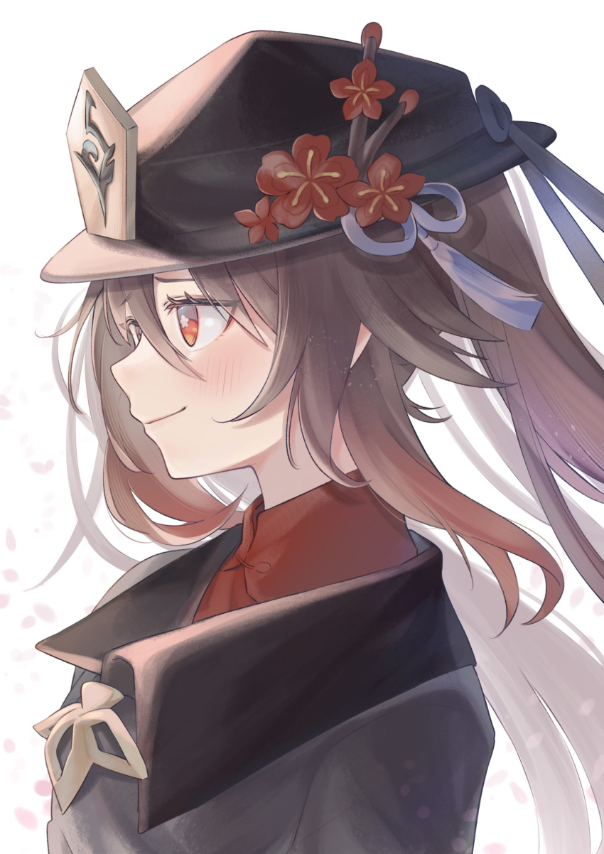 Safebooru - 1girl black nails black shirt blush brown hair brown hat closed mouth engasaki ...