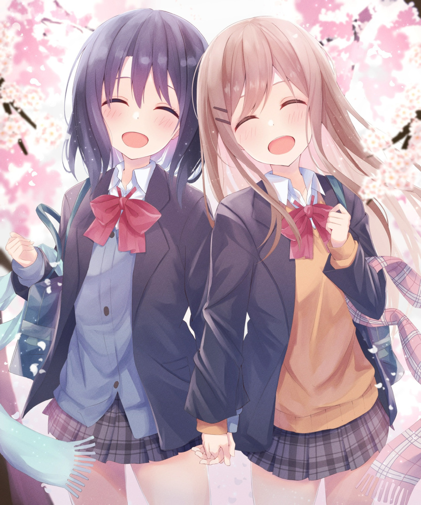 Safebooru - 2girls ^ ^ adachi sakura adachi to shimamura bag black hair ...