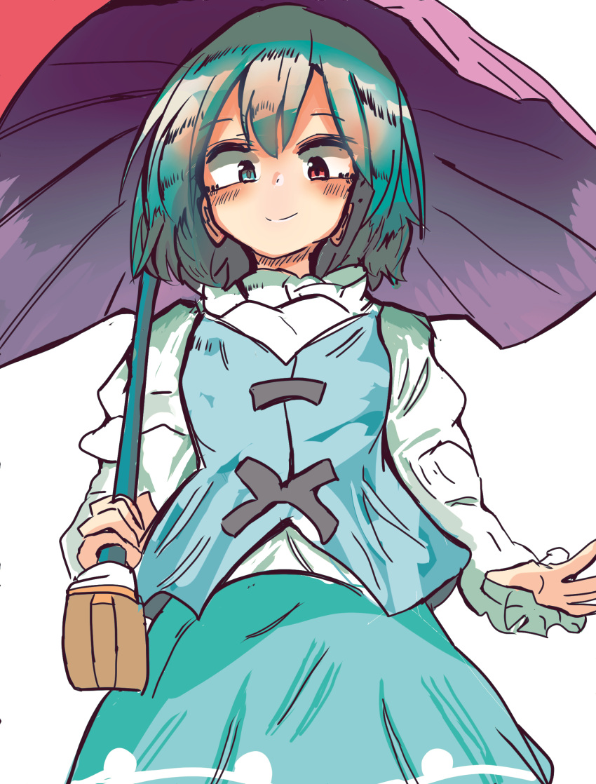 Safebooru - 1girl absurdres blue eyes blue hair blue vest blush closed mouth cross-laced clothes ...