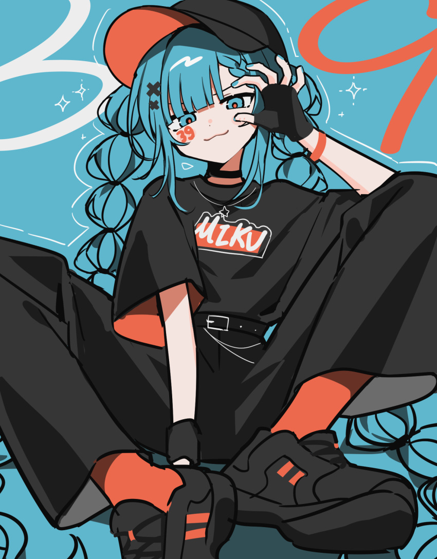 Safebooru - 1girl 39 :3 alternate costume alternate hairstyle baseball cap black gloves black ...