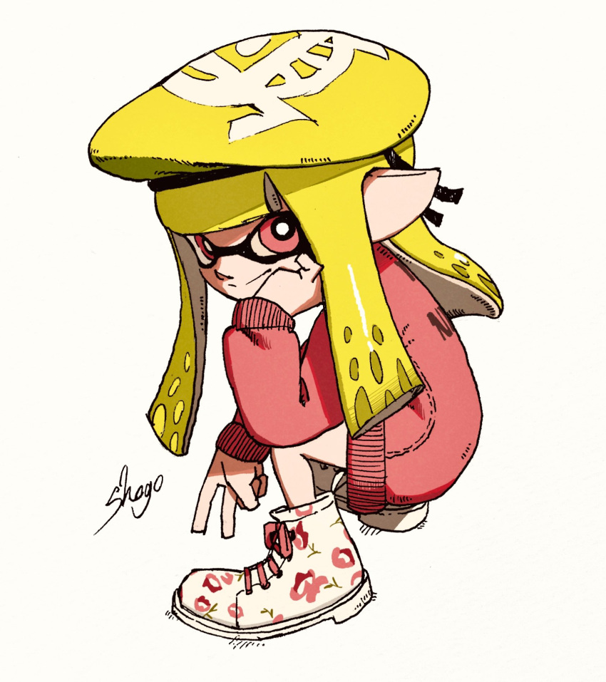 Safebooru - 1girl ankle boots artist name beret blonde hair blunt bangs ...