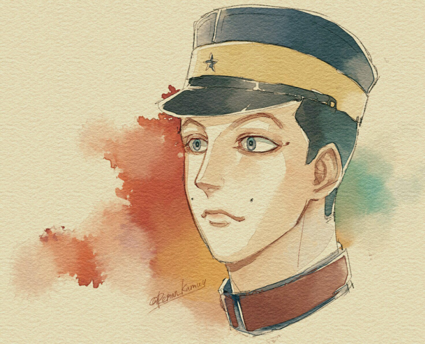 Safebooru - 1boy black hair closed mouth commentary request cropped head facial mark golden ...