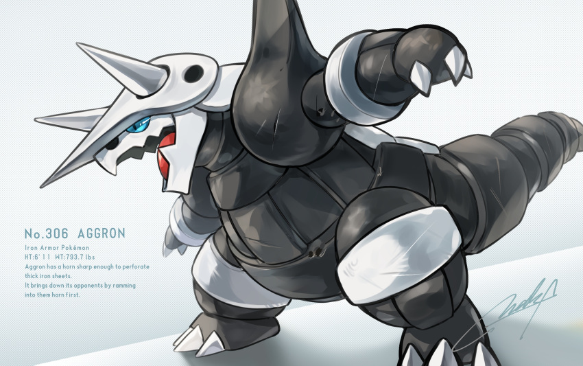 Safebooru - aggron blue eyes character name claws commentary request highres horns no humans ...