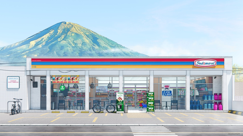 Safebooru - artist name bicycle bicycle basket blue sky building ...